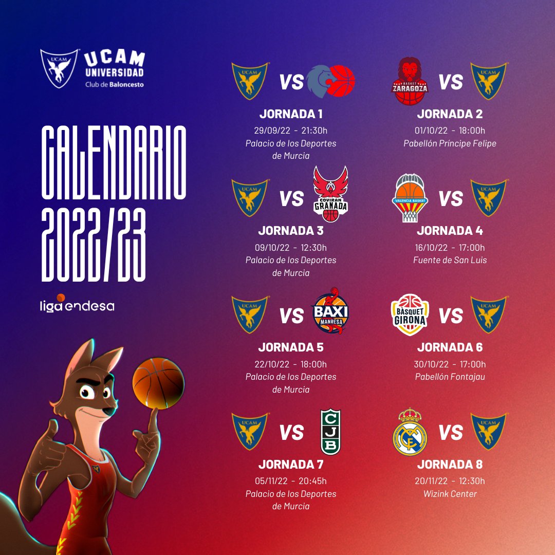 El UCAM ya conoce el calendario de su 12º temporada seguida en Liga ...